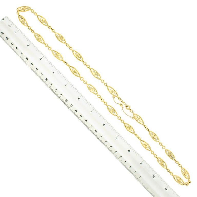 Antique French 28 Inch Long Filigree Gold Necklace at 1stDibs | 28 inch ...