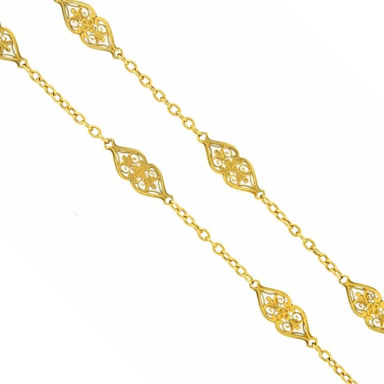 French Antique Gold Filigree Necklace at 1stDibs