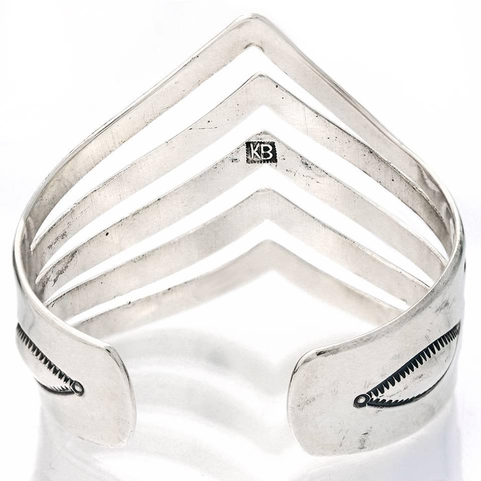 1950s Kenneth Begay Navajo Sterling Silver Pierced Cuff Bracelet at 1stdibs
