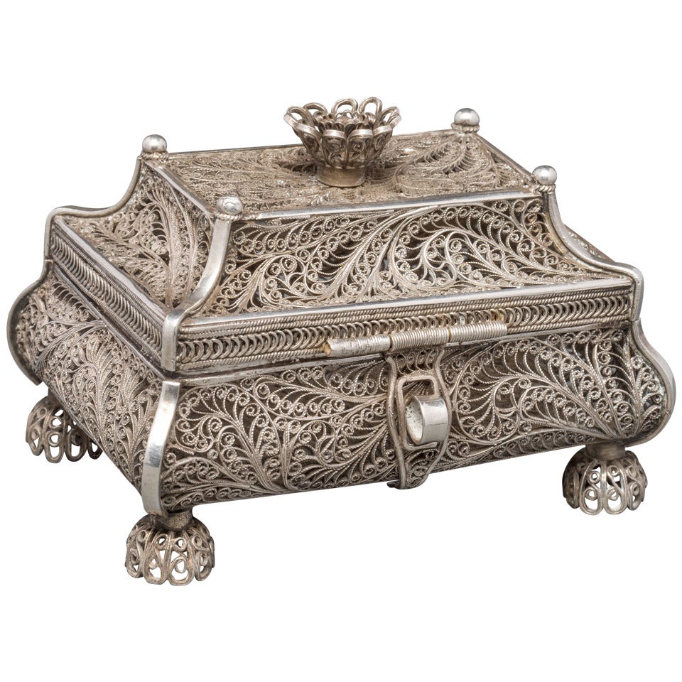 1858 Russian Silver Filigree Box For Sale at 1stdibs