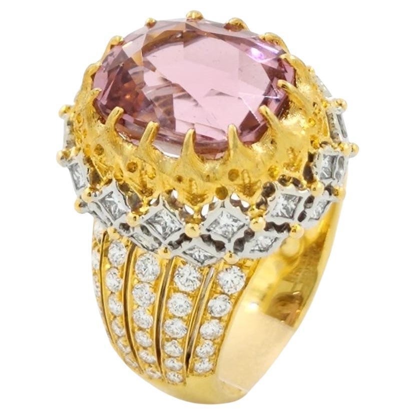 Higher Divinity Cathedral Ring in 18 Karat Yellow Gold with Kunzite and ...