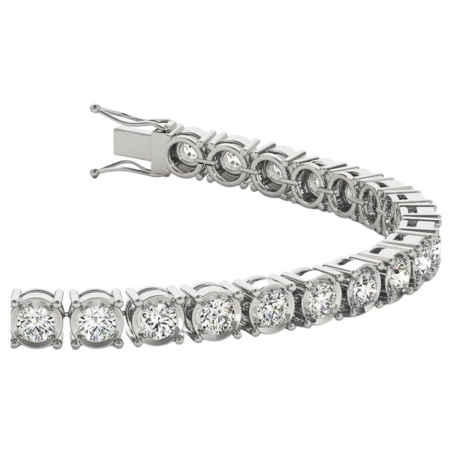White Diamond Illusion Set Cluster Tennis Bracelet in 14k White Gold For Sale at 1stDibs
