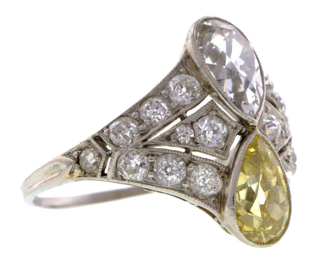 Edwardian Double Pear Diamond Ring For Sale at 1stDibs