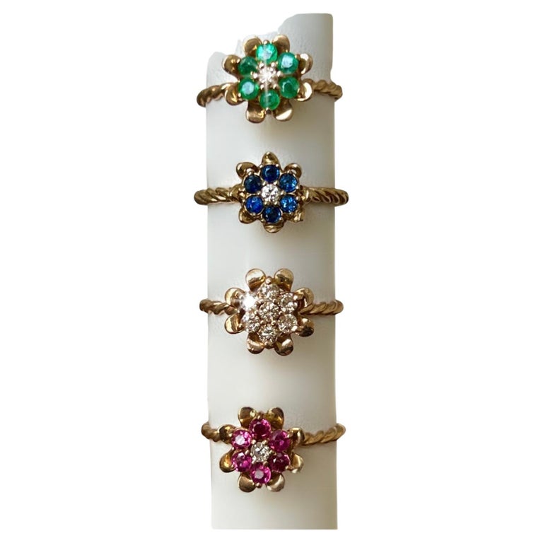 Set of Four Tulip Rings at 1stDibs