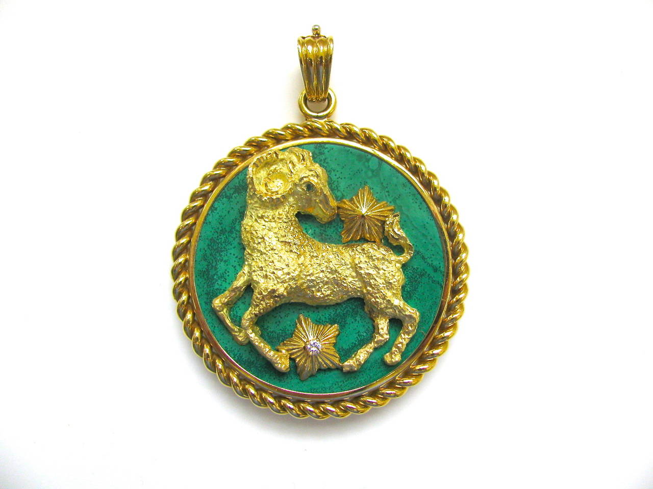 Van Cleef and Arpels Malachite Zodiac Pendant Circa 1970 at 1stDibs