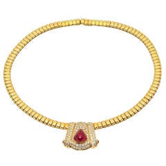 Ruby Diamond Gold Necklace For Sale at 1stDibs