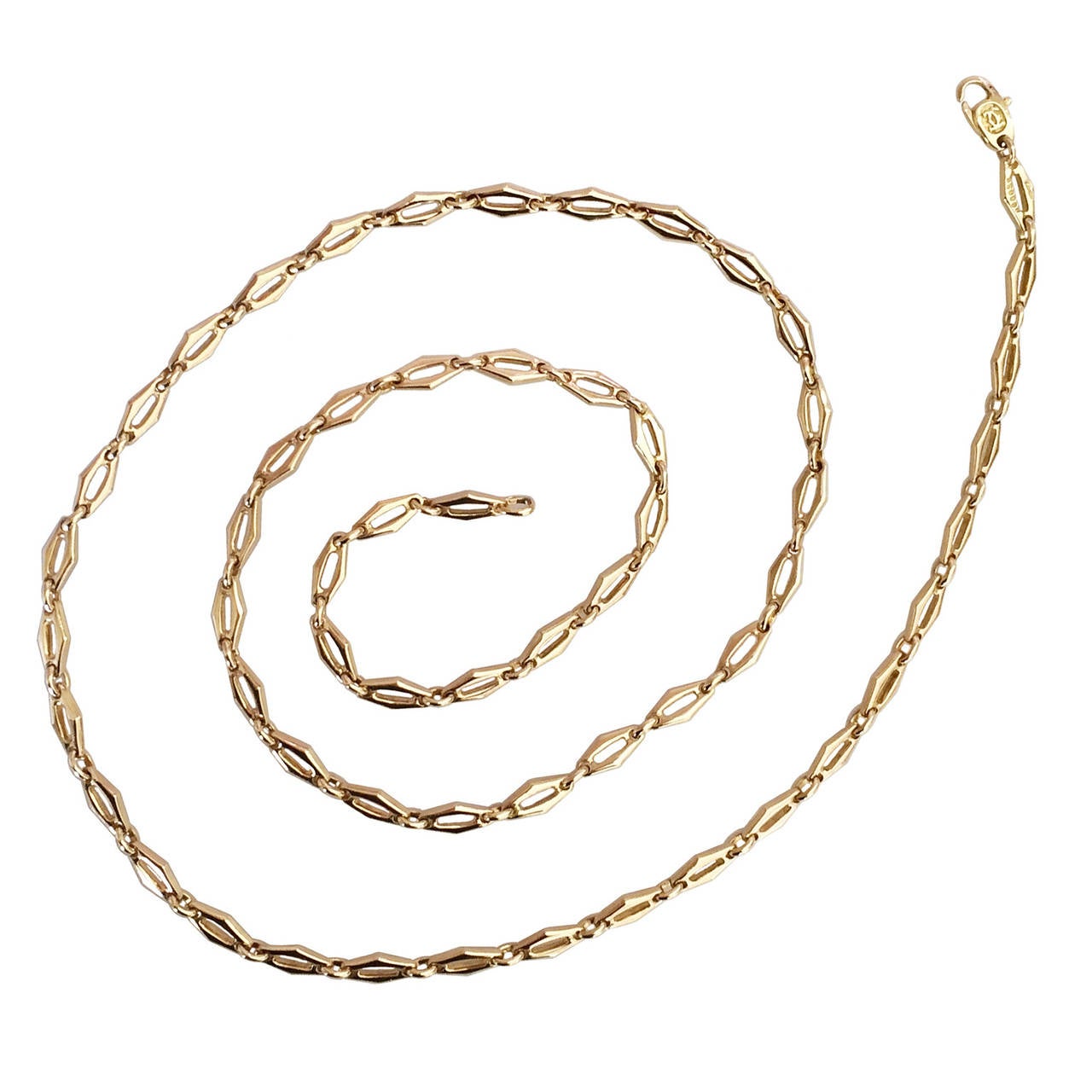 Cartier Double C Gold Long Chain Necklace at 1stDibs