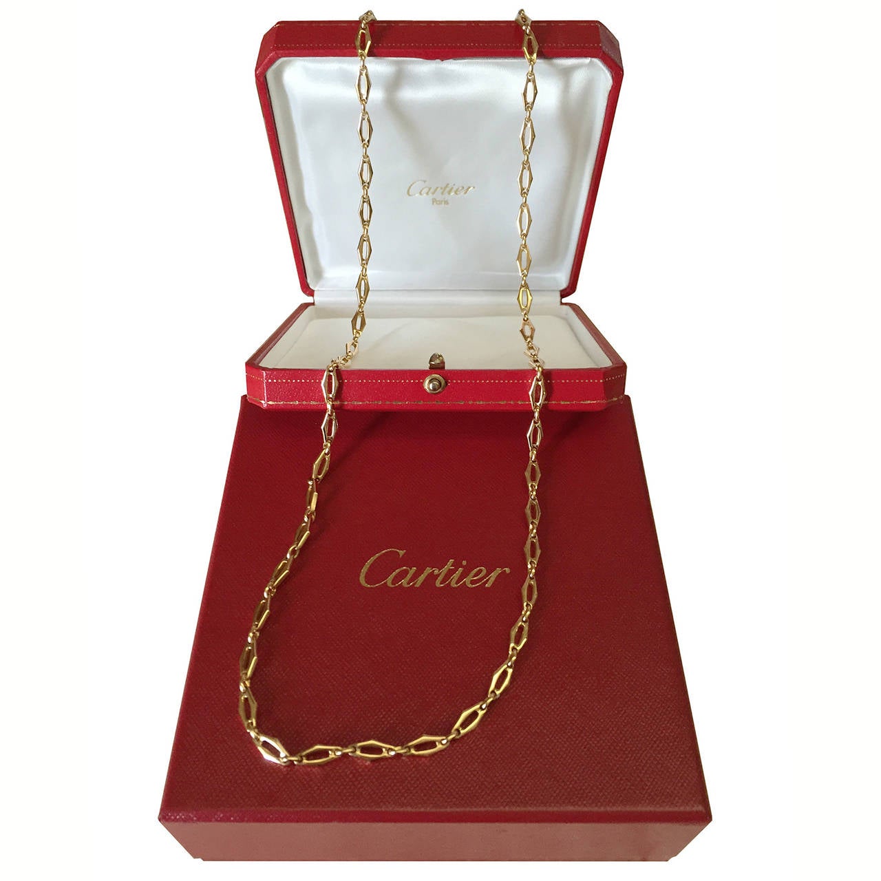 Cartier Double C Gold Long Chain Necklace at 1stDibs
