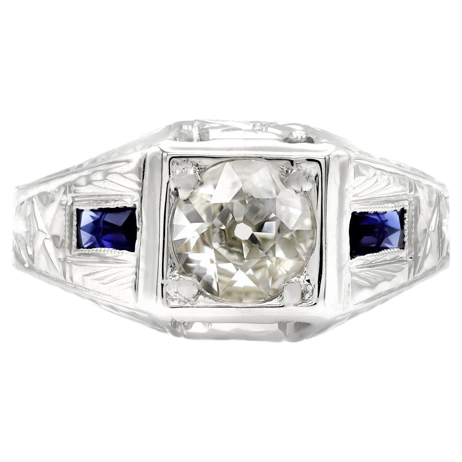 Bud and Blossom Art Deco Diamond 14 Karat Tri-Colored Gold Engagement ...