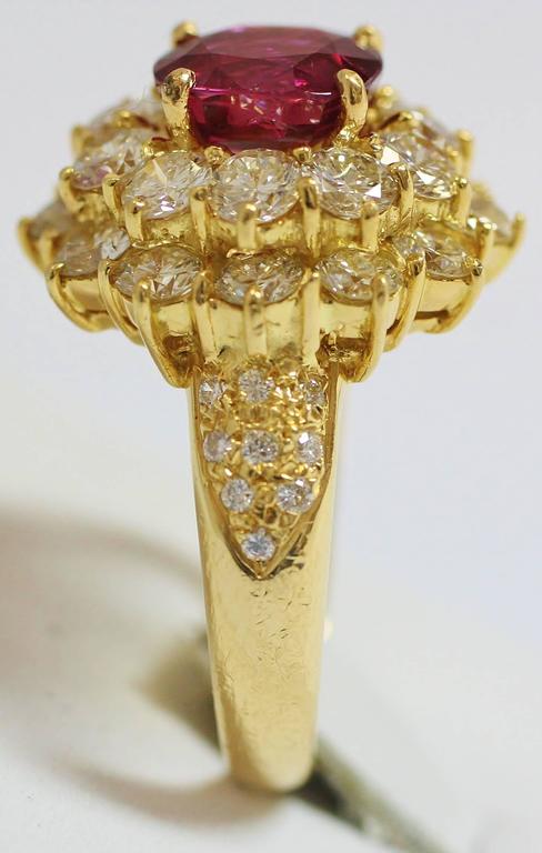 Crimson Red Ruby Diamond Gold Ring For Sale at 1stDibs