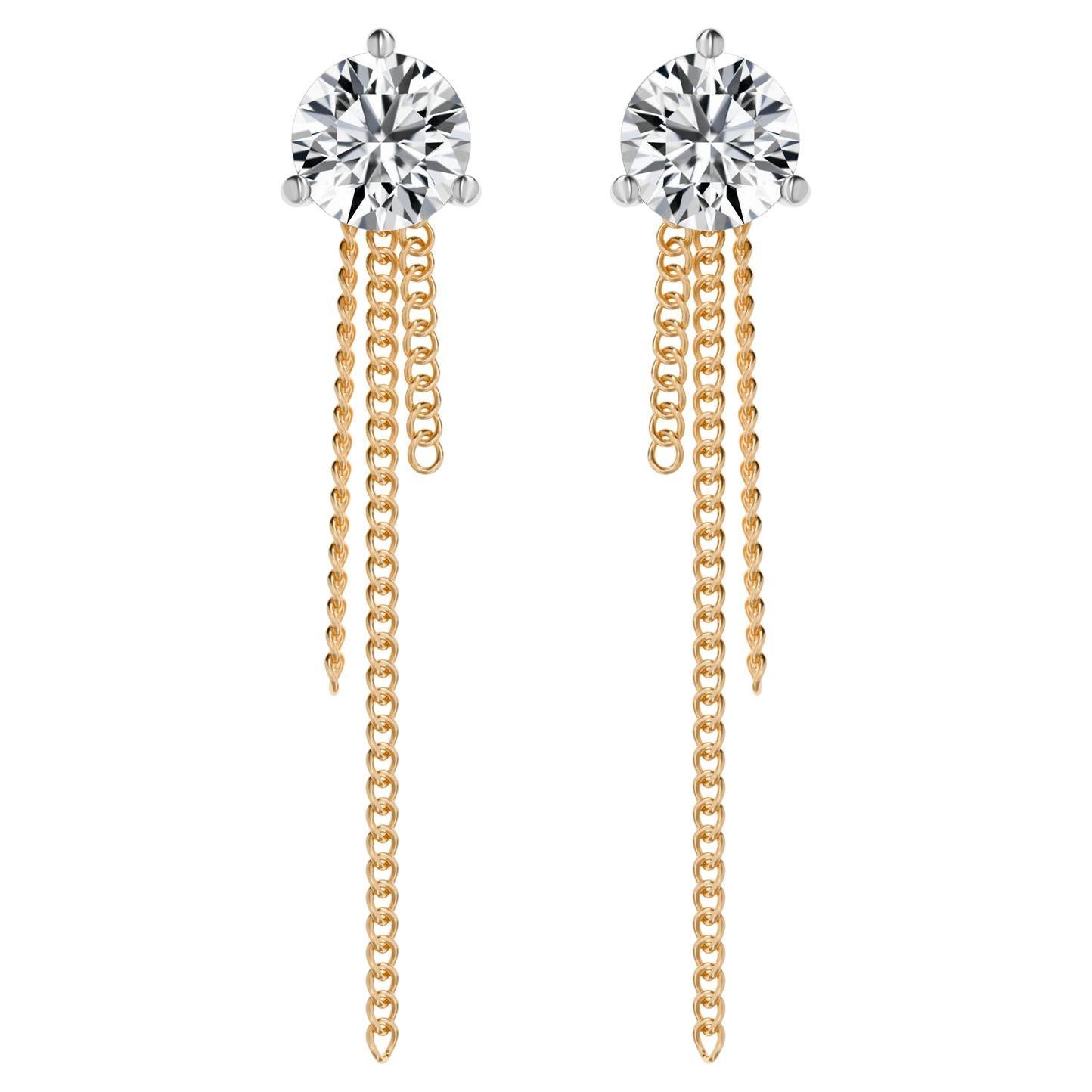 Ear Jackets Pair with 18K Chains Rose Gold Sway For Sale at 1stDibs