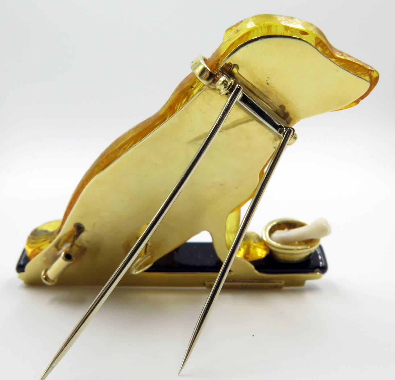 Valentin Magro Large Amber Diamond Gold Labrador Dog Pin at 1stDibs
