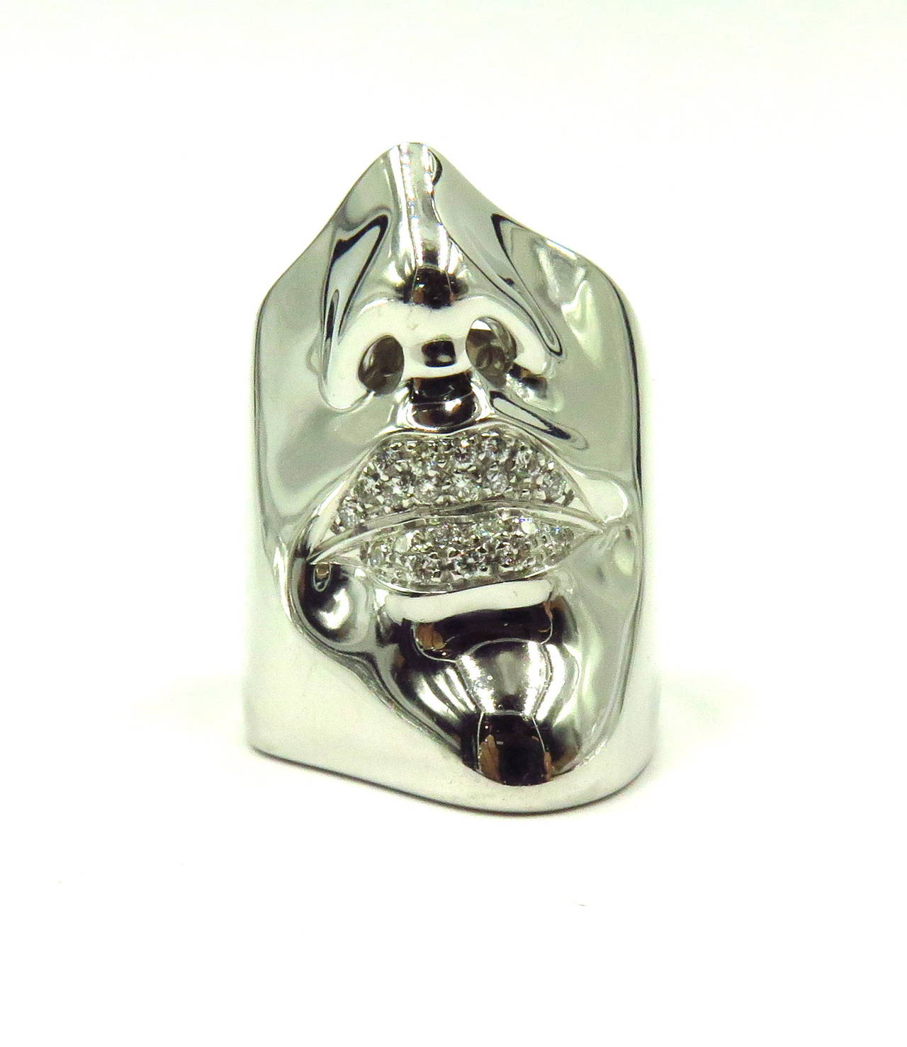 Unique Edgy Garavelli Diamond Gold Large Face Ring For Sale at 1stDibs ...