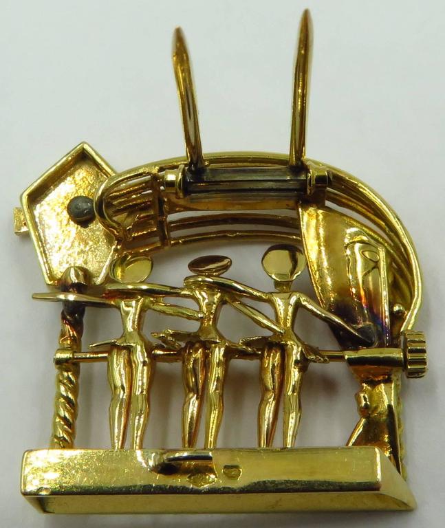 French Enamel Movable Pin Gold Moulin Rouge Can-Can Girls Kicking For ...