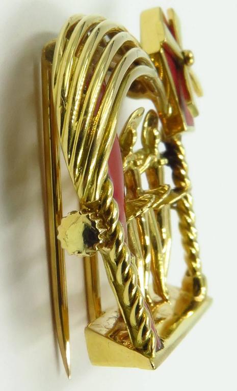 French Enamel Movable Pin Gold Moulin Rouge Can-Can Girls Kicking For ...