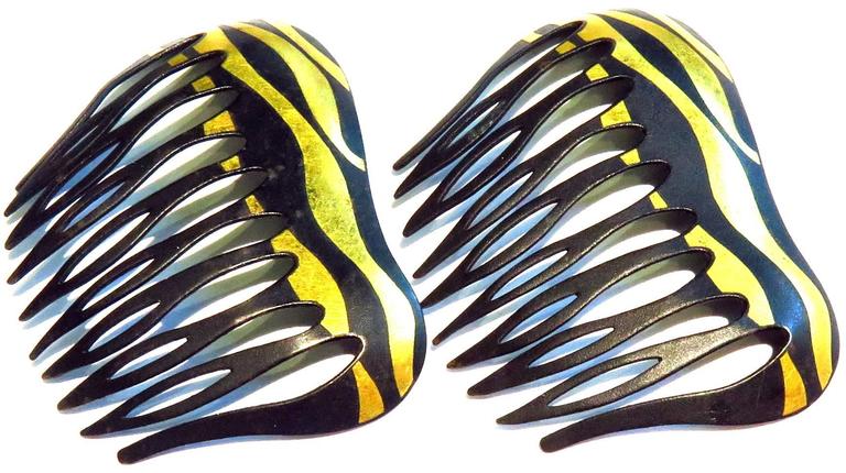 Rare Tiffany and Co. Iron Gold Pair of Hair Combs at 1stDibs