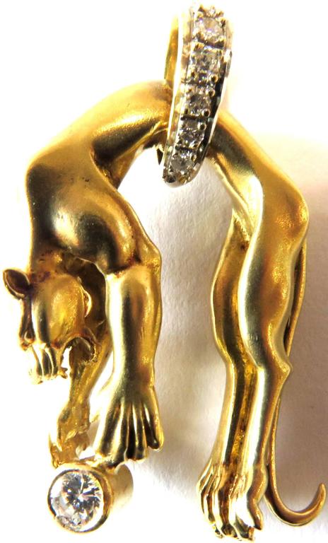 Elegant Heavy Diamond Gold Panther Pendant Charm at 1stDibs | panther ...