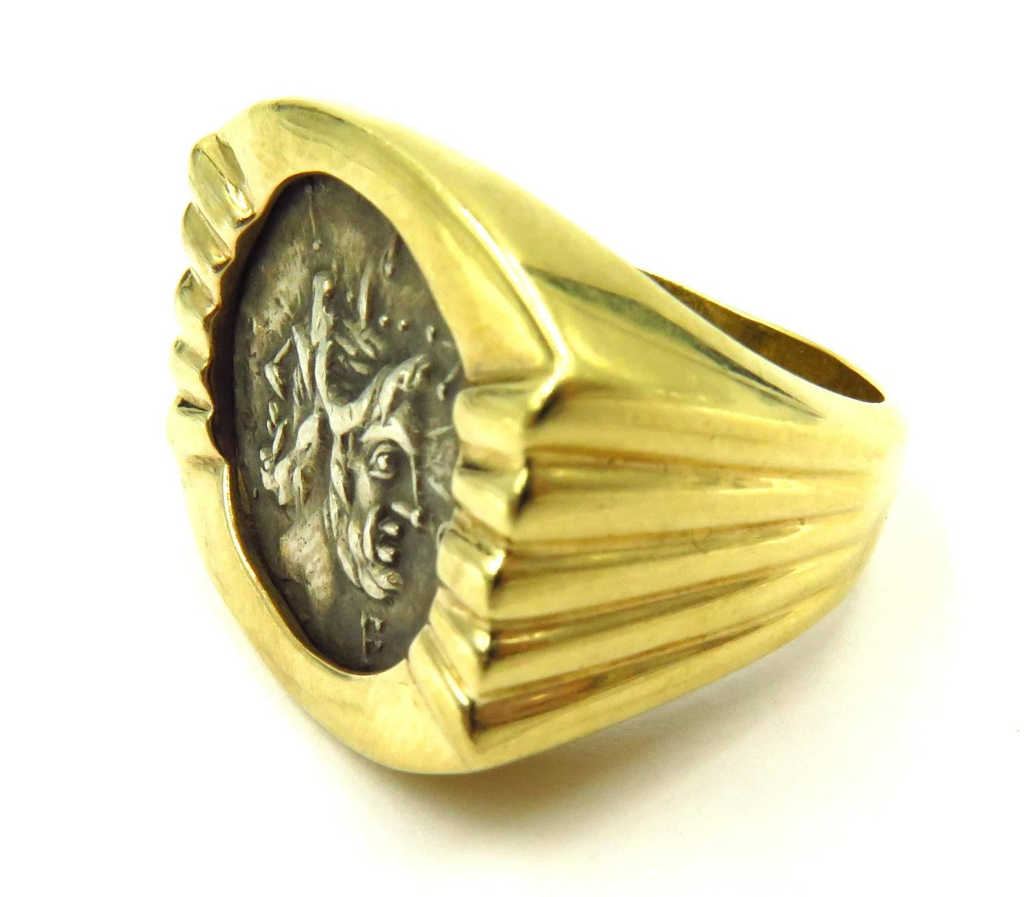 Unique Ancient Coin Roman God Janus Denarius Gold Ring at 1stdibs
