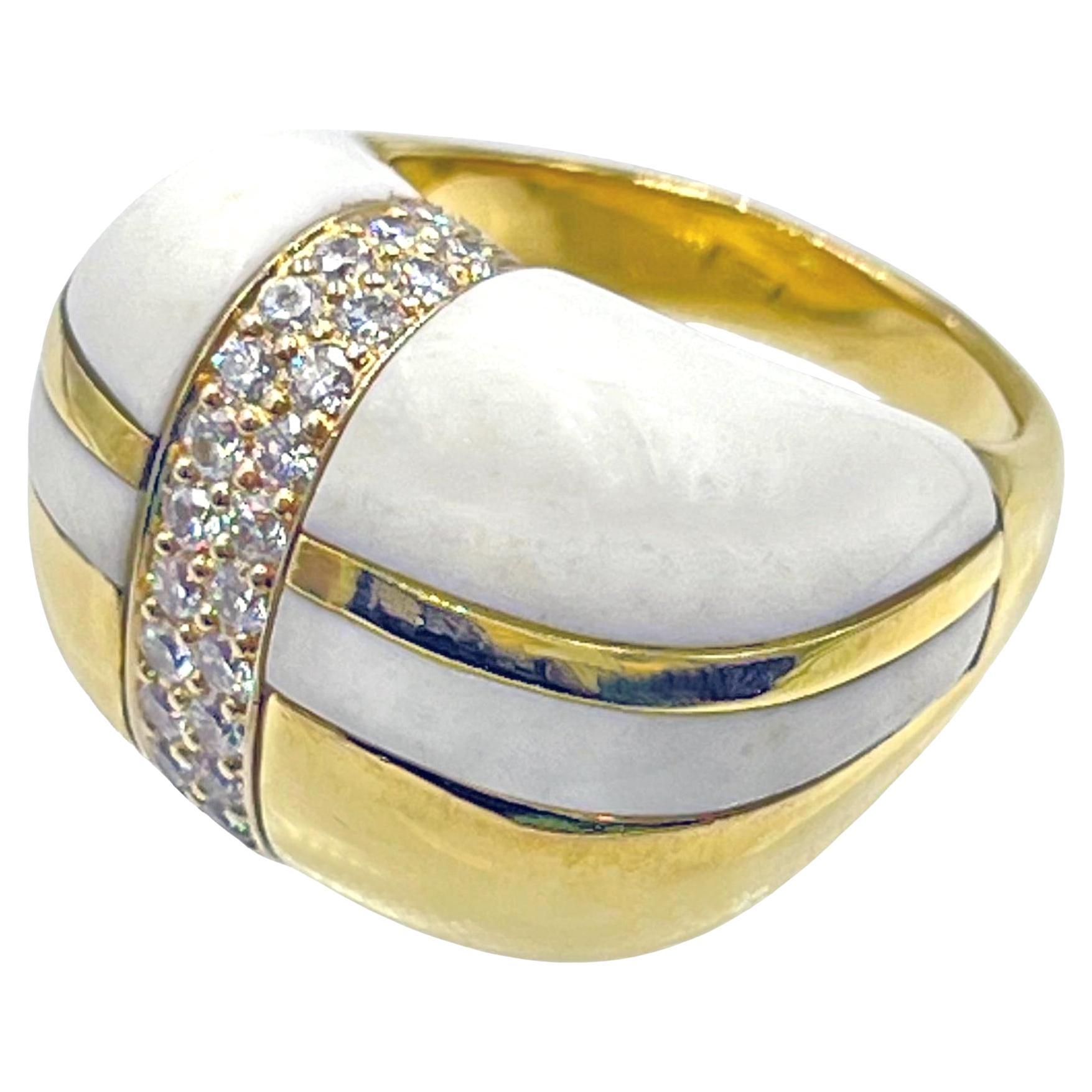 Nicholas Varney 18k Yellow Gold Cocholong Diamond Plaid Ring For Sale ...