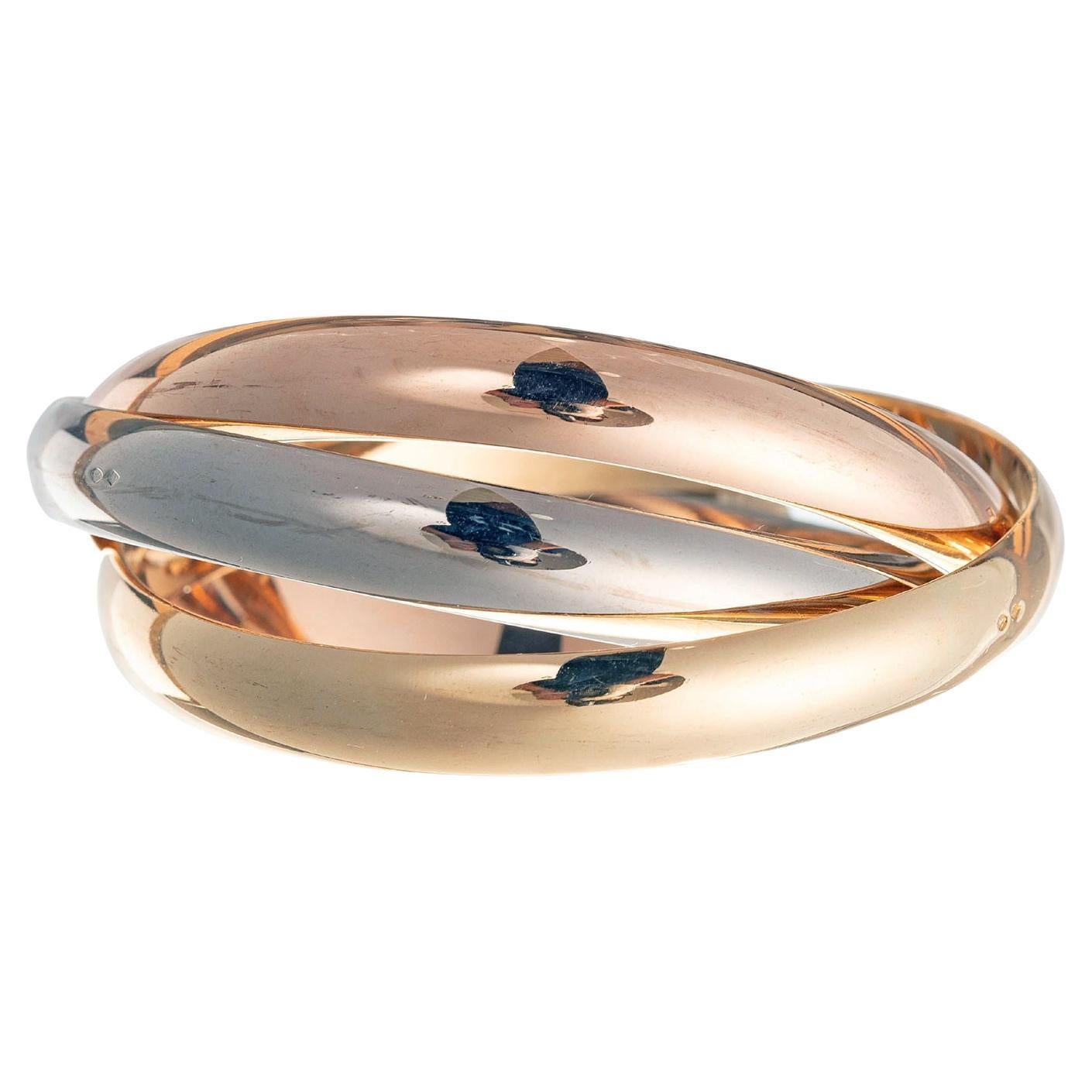 Cartier 18k Tricolored Gold Trinity Extra-Large Bangle Bracelet For ...