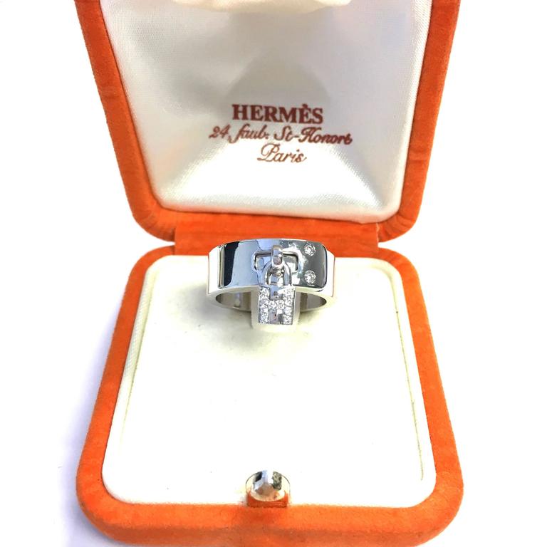 Hermes Diamond White Gold H Lock Ring at 1stDibs | hermes lock ring ...