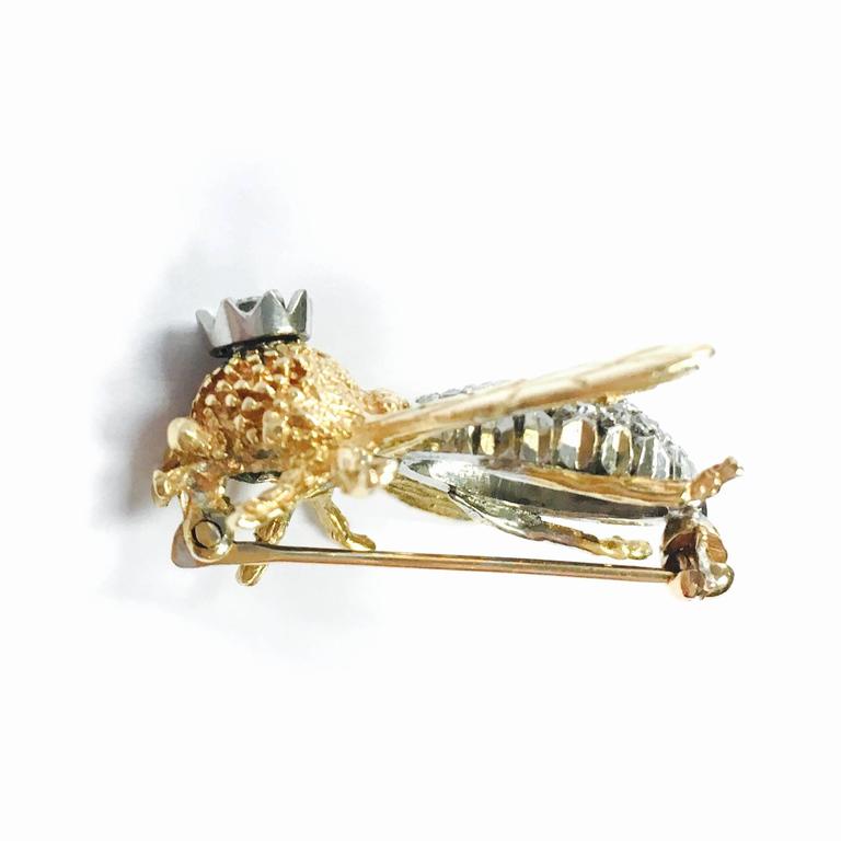 Queen Bee Diamond and Gold Brooch Pin at 1stDibs