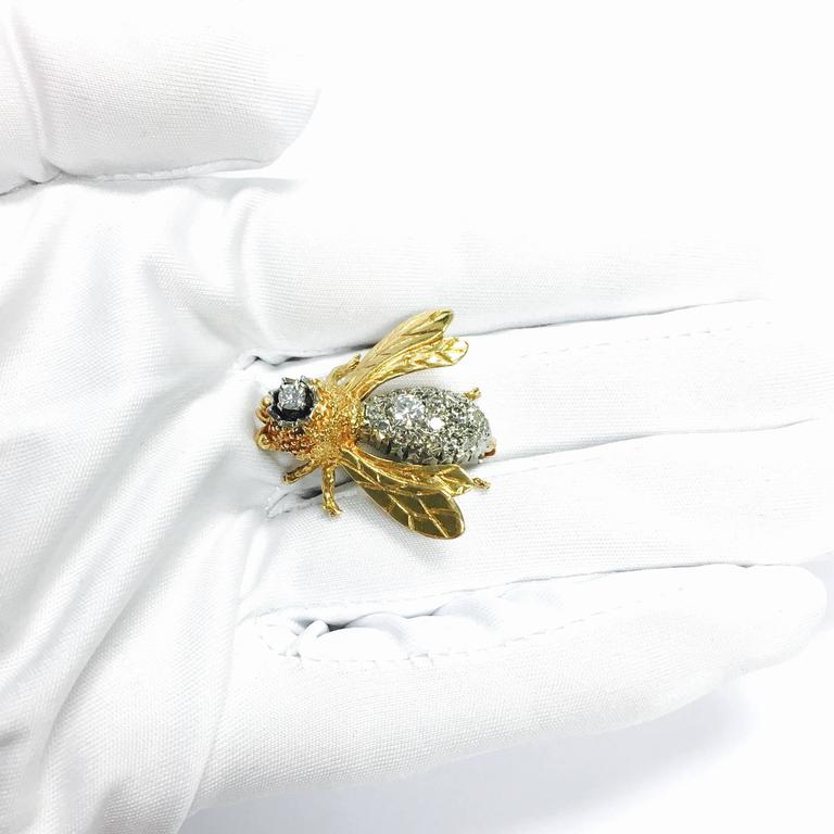 Queen Bee Diamond and Gold Brooch Pin at 1stDibs