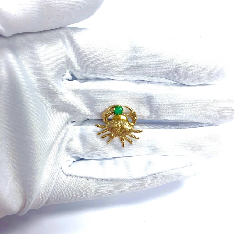 CINI Vintage Emerald Gold Crab Tie Tack Pin For Sale at 1stDibs ...
