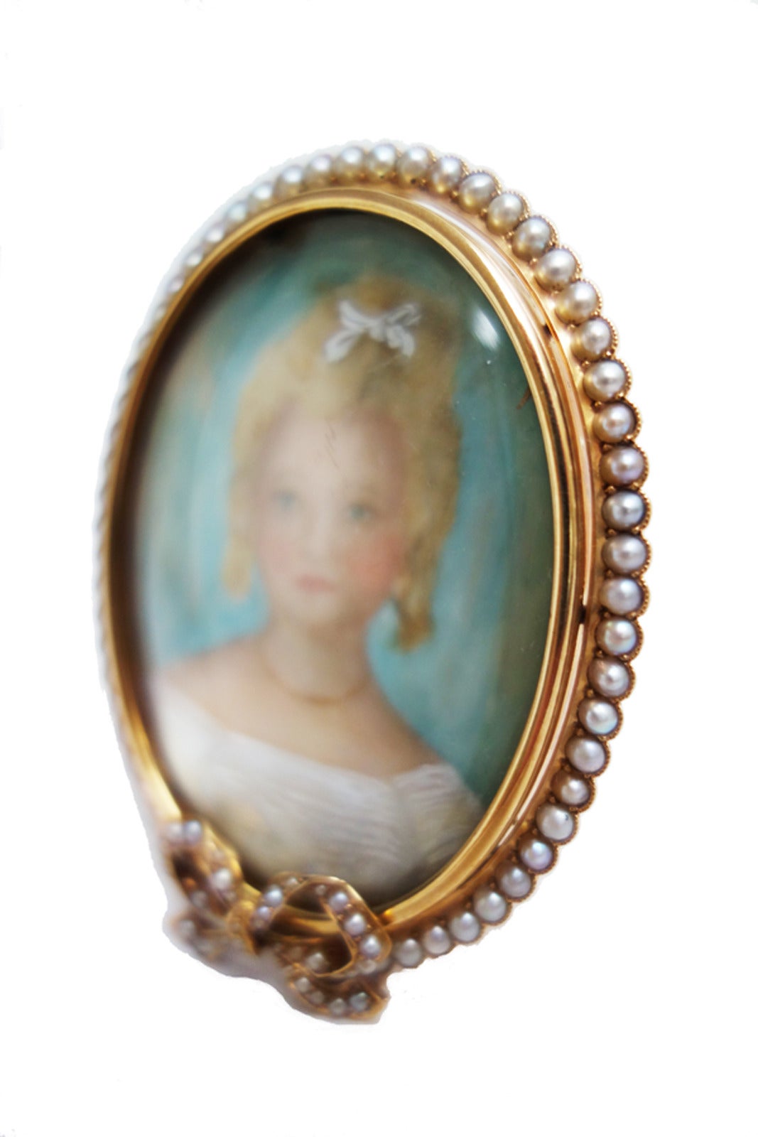 Antique Pearl Gold Portrait Miniature Picture Frame For Sale at 1stDibs ...