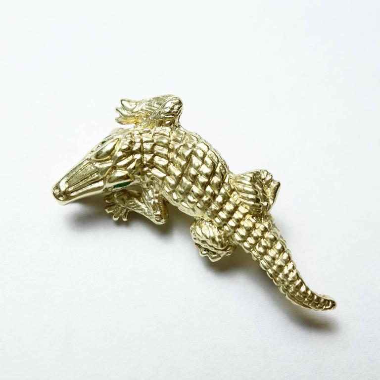Emerald Gold Alligator Brooch at 1stDibs