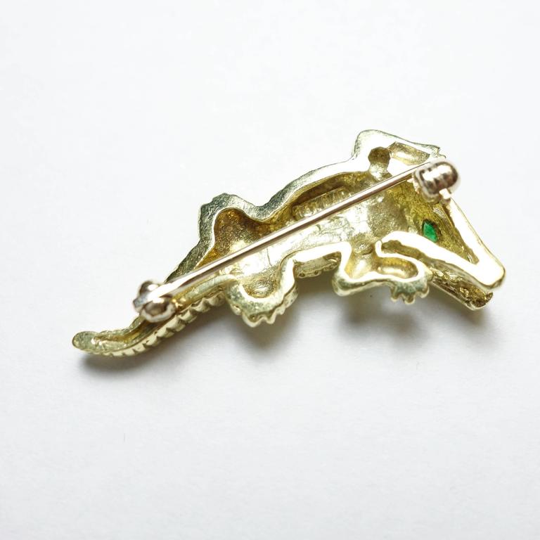Emerald Gold Alligator Brooch at 1stDibs