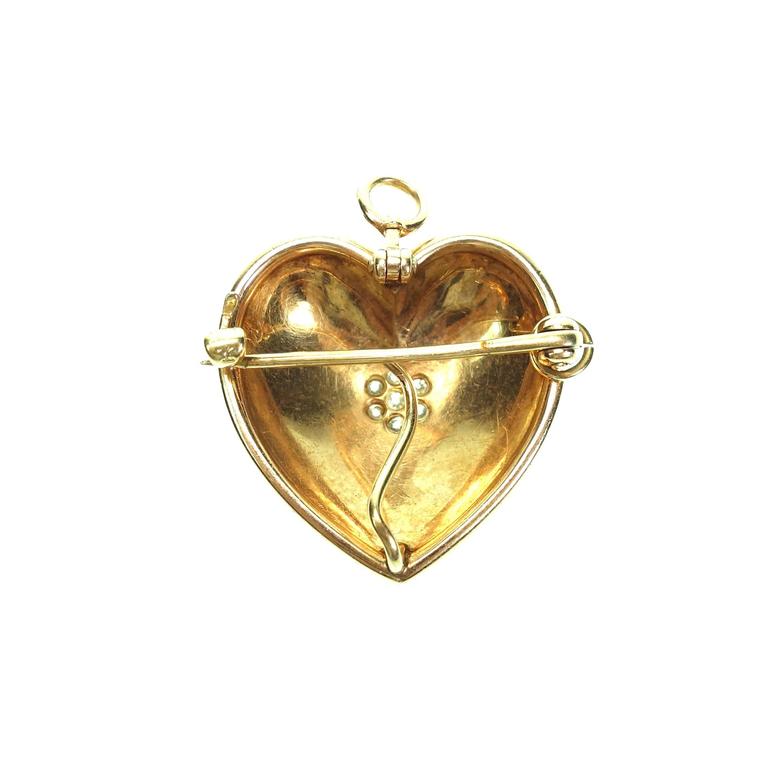 Antique Victorian Yellow Gold Seed Pearl and Diamond Heart Pin Brooch ...