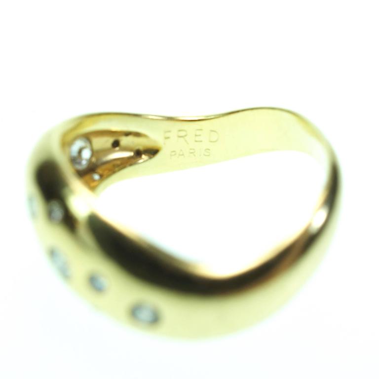 Fred Paris Diamond Gold Wave Band Ring at 1stDibs