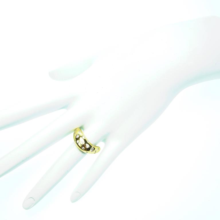 Fred Paris Diamond Gold Wave Band Ring at 1stDibs