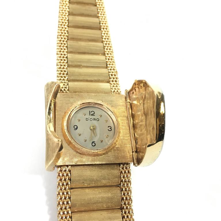 Large Diamond Gold Covered Face Bracelet Watch at 1stDibs | watch with ...