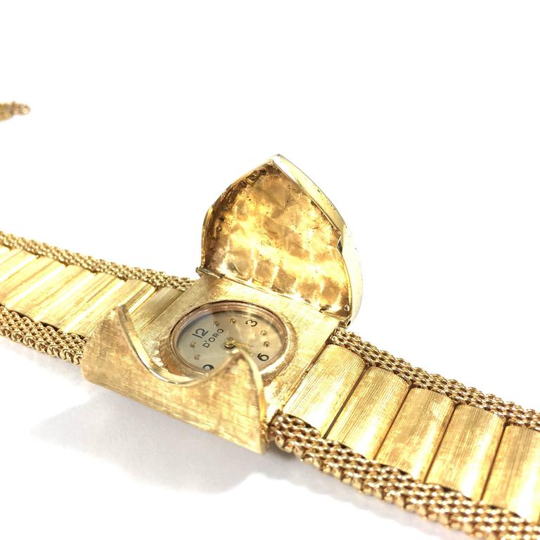 Large Diamond Gold Covered Face Bracelet Watch at 1stDibs | watch with ...