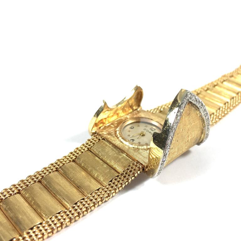 Large Diamond Gold Covered Face Bracelet Watch at 1stDibs | watch with ...