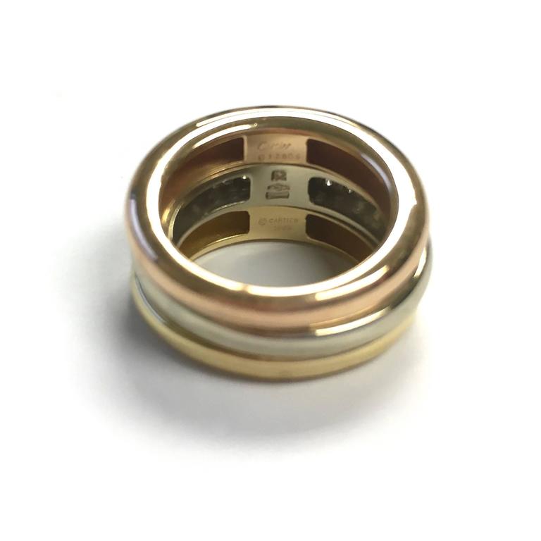 Cartier Pave Diamond Three Color Gold Ring at 1stdibs