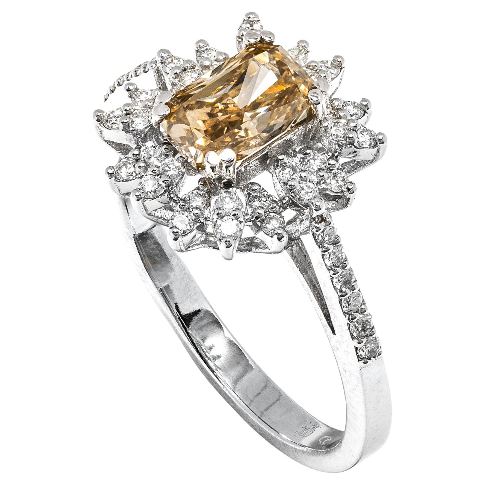 Natural Fancy Light Pink Radiant Cut Diamond Engagement Ring For Sale ...
