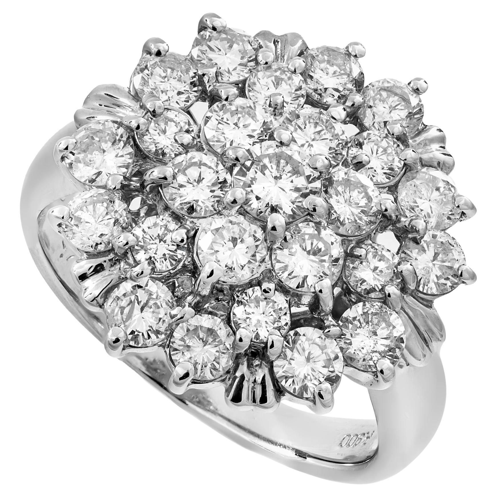 Bayco GIA Certified 2.78 Carat Rose Cut Diamond Platinum Cluster Ring ...