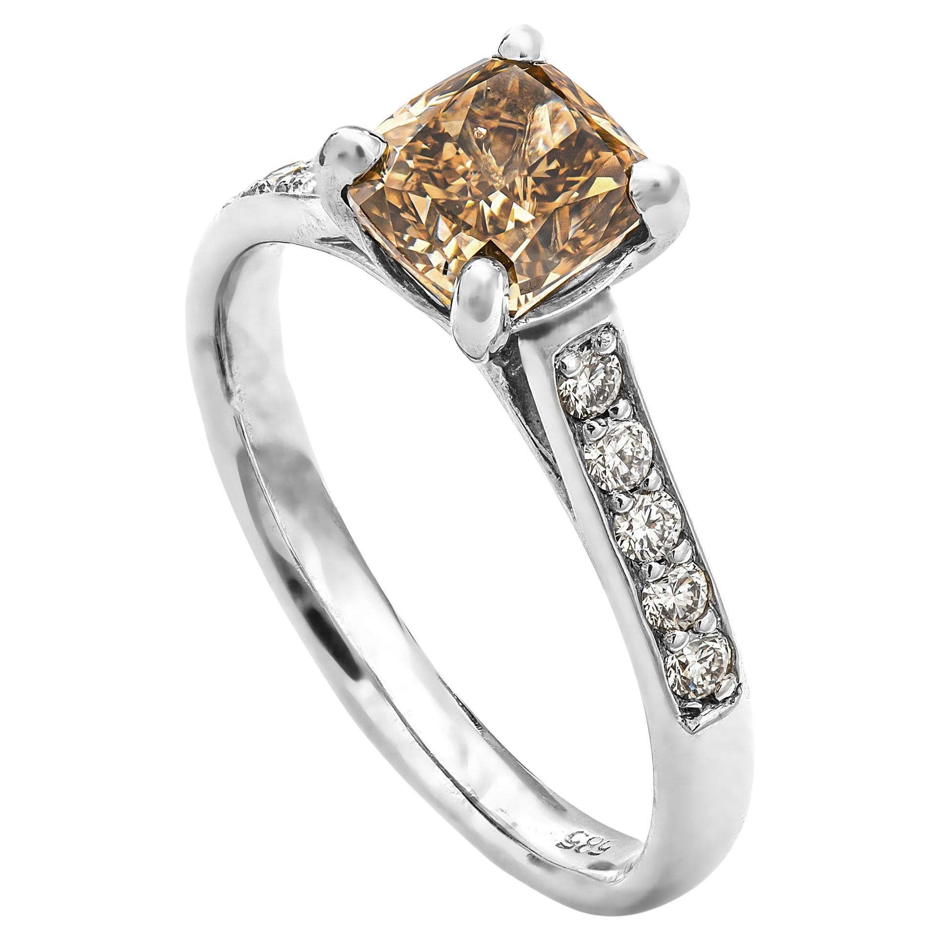 1.51 ct Natural Fancy Pink Marquise Diamond Halo Cocktail Ring in 18k ...