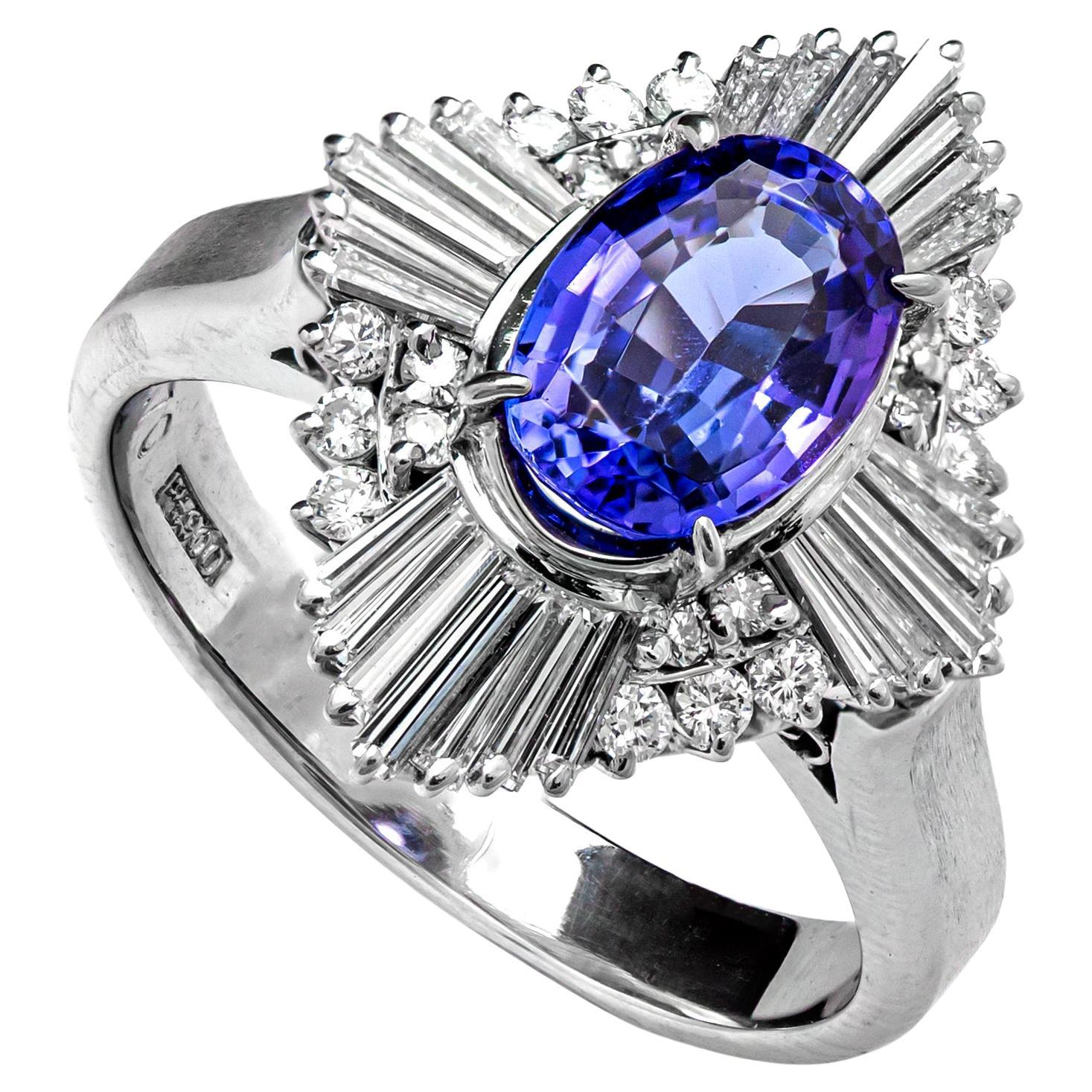Margot McKinney 18 Karat Gold 60.47ct Tanzanite Ring, Diamonds, Blue ...
