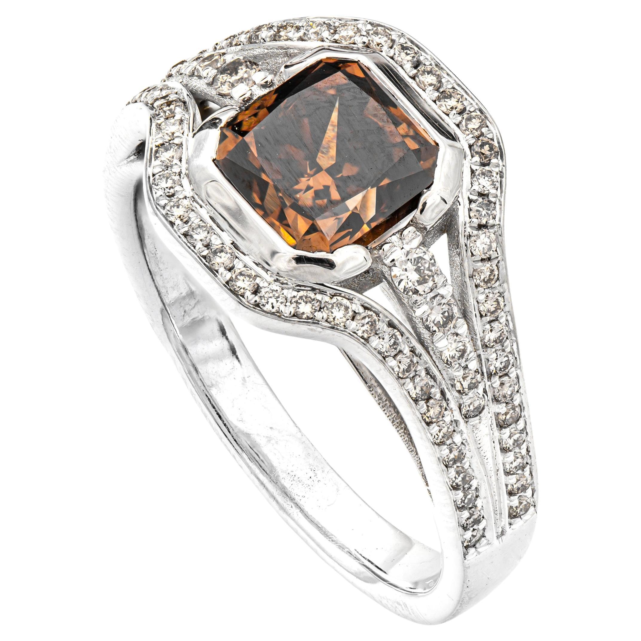 Natural Heart Brilliant Fancy Deep Yellowish Brown Diamond Ring For ...