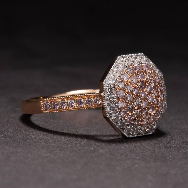 .37 Total Carat Fancy Pink Diamond Cluster Ring For Sale at 1stDibs