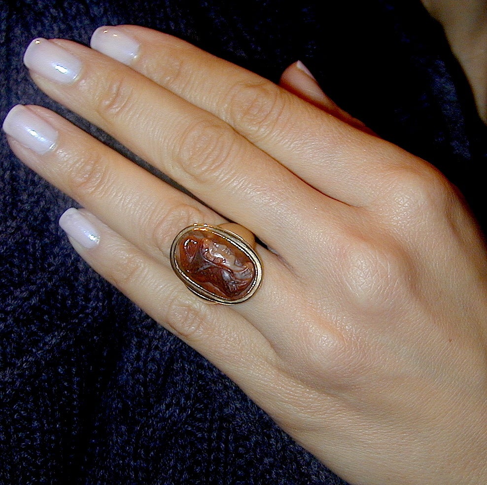 Classical Antique Agate Cameo Ring of a Lady at 1stDibs