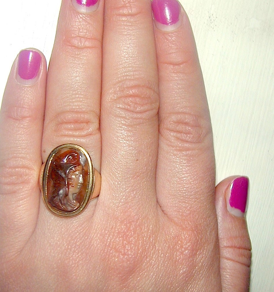 Classical Antique Agate Cameo Ring of a Lady at 1stDibs