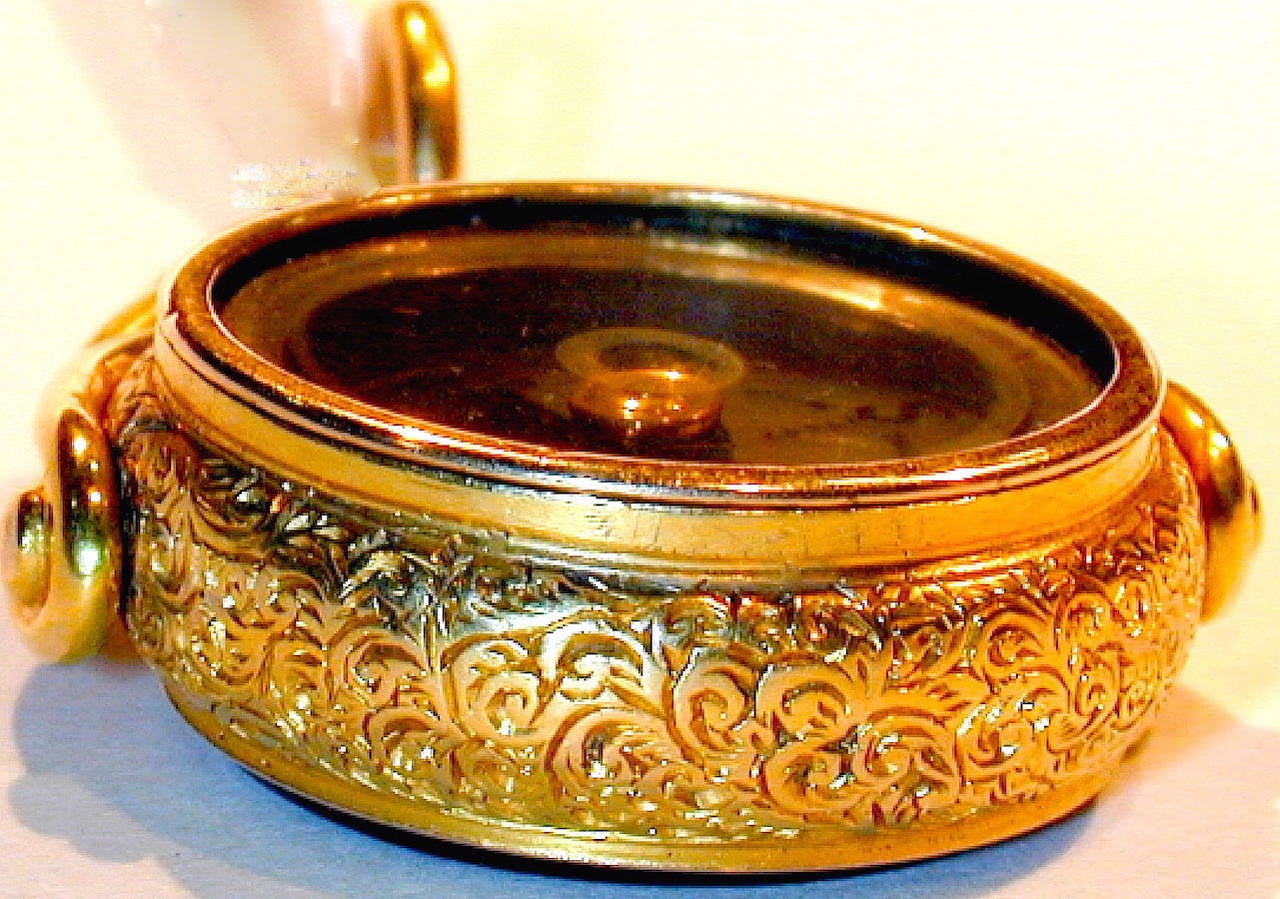 Antique Gold Compass Fob at 1stDibs | antique compass watch fob