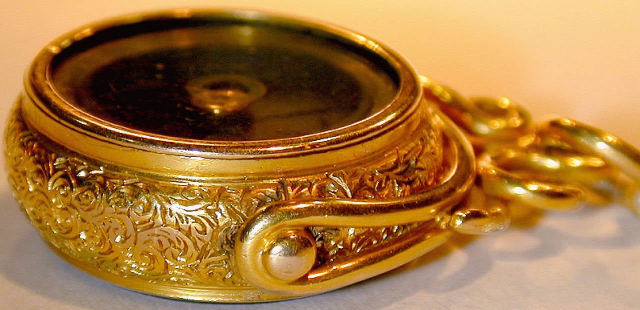 Antique Gold Compass Fob at 1stDibs | antique compass watch fob