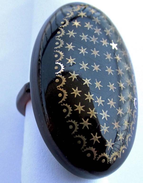 Antique Pique Gold Oval Ring at 1stDibs