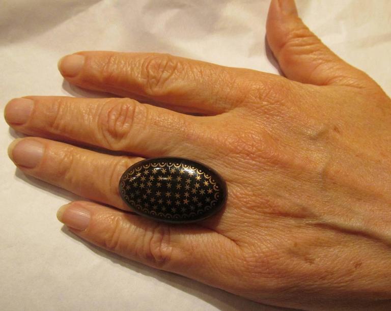 Antique Pique Gold Oval Ring at 1stDibs